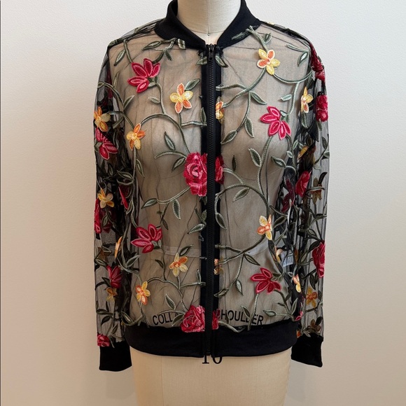 no brand name | Jackets & Coats | Colorful Embroidered Sheer Bomber ...